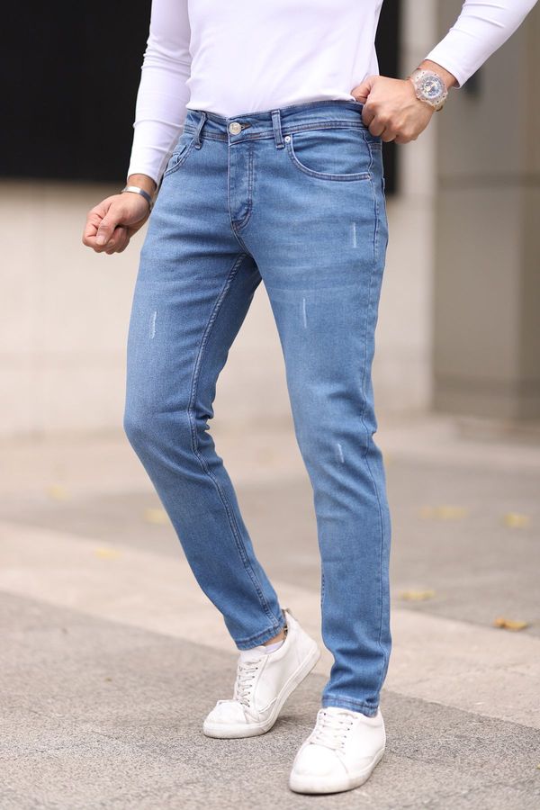 TRENDYOL MEDIUM BLUE SKINNY STUDDED JEANS
