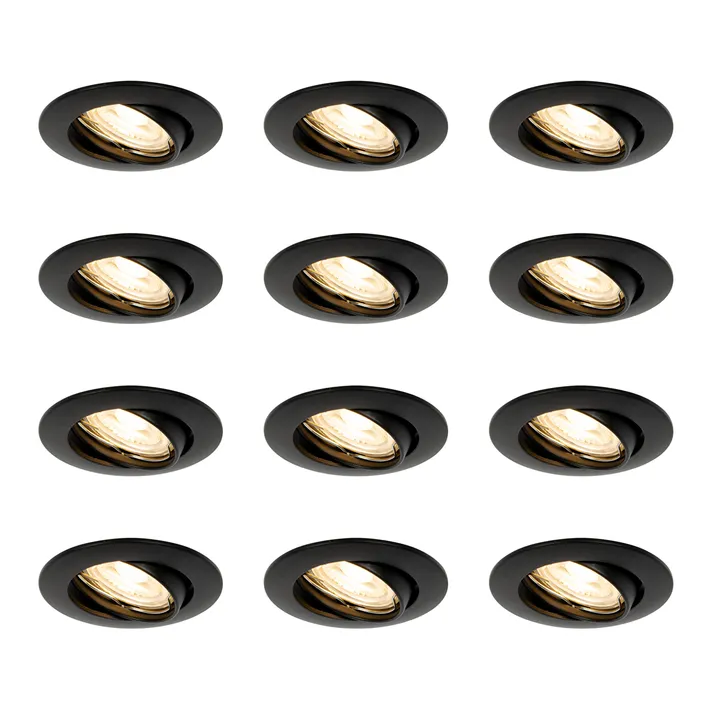 Set od 12 ugradnih reflektora crne boje GU10 35mm - Edu