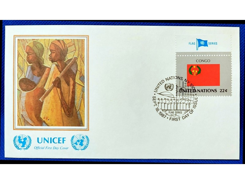 Unicef UN FDC 1987. Zastave, Congo