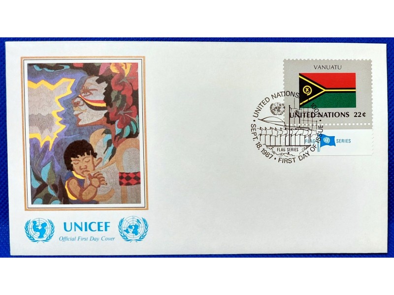 Unicef UN FDC 1987. Zastave, Vanuatu