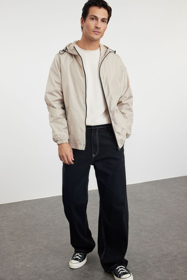 TRENDYOL STONE REGULAR FIT HOODED SEASONAL JACKET RAINCOAT WINDBREAKER COAT