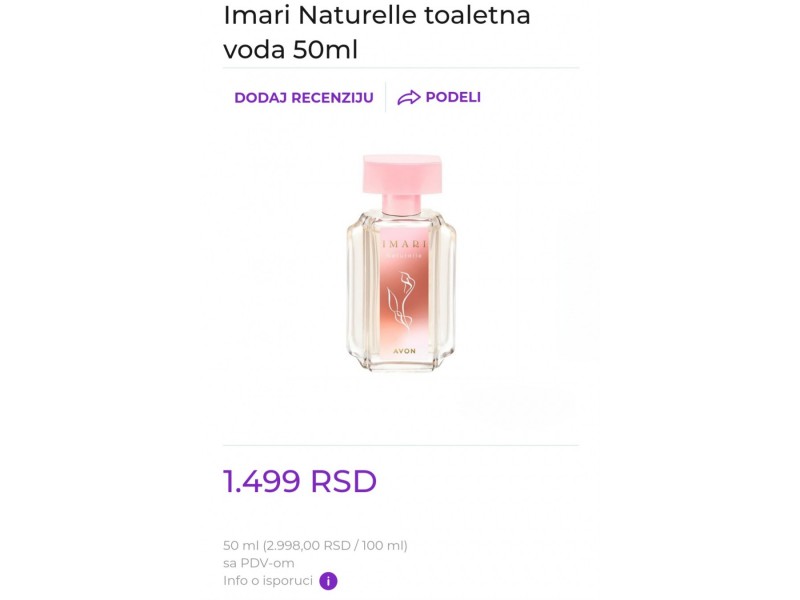 Avon Imari Naturelle toaletna voda ( 50ml )- novo