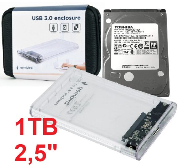 HDD 2.5 * 1TB SET USB 3.0 SATA eksterno kuciste + 1TB MQ01ABD100V TOSHIBA EE2-U3S9-6 (3899)