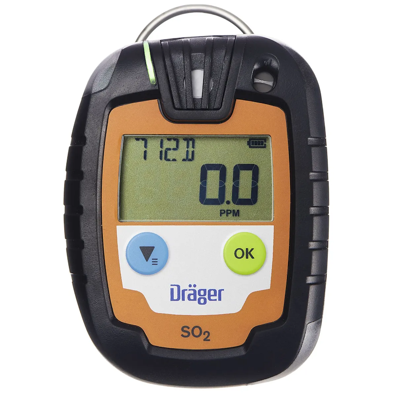 Dräger Pac 6000 detektor gasova sa jednim senzorom - sa SO2 senzorom (0-100 ppm) - A1=0.5 ppm / A2=1 ppm - 2 godine rada