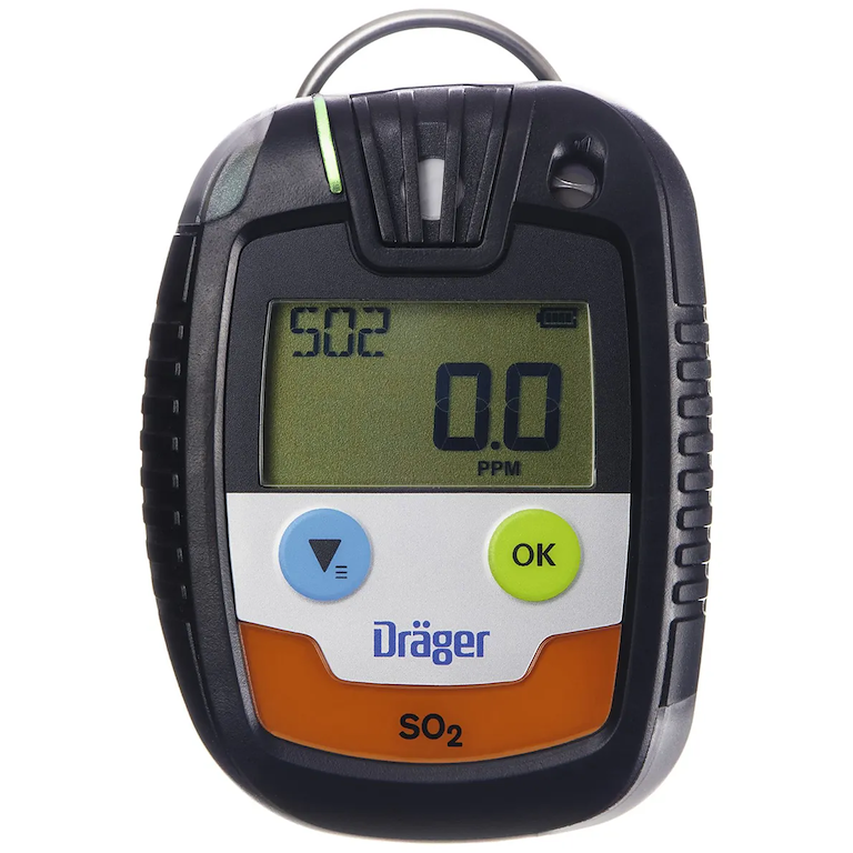 Dräger Pac 6500 detektor gasova sa jednim senzorom - sa SO2 senzorom (0-100 ppm) - A1=0.5 ppm / A2=1 ppm - neograničeno vreme rada