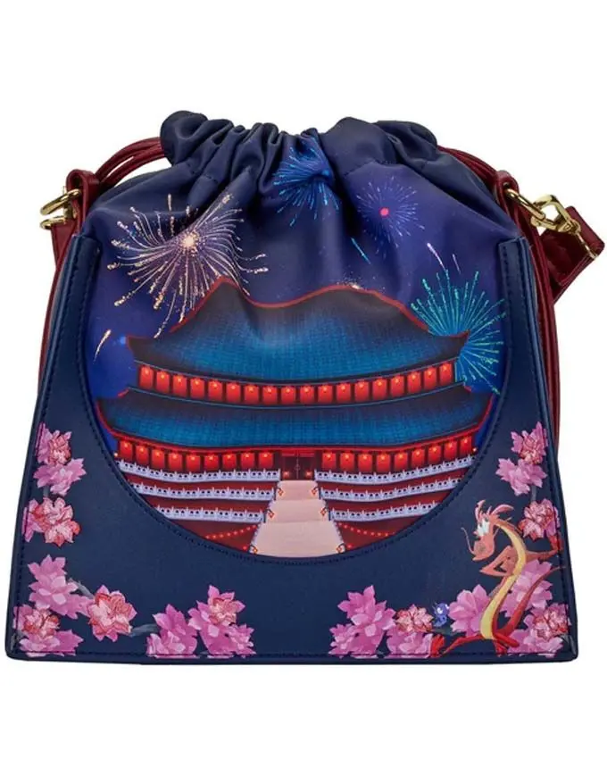 LOUNGEFLY Torba za devojčice Disney Mulan Castle Cinch Sack Cross Body Bag tamnoplava