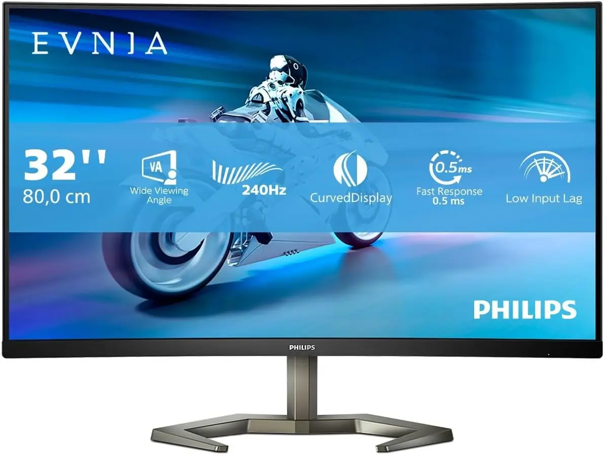 Gejming monitor PHILIPS 32M1C5200W/00 31.5"/VA,zakrivljen/1920x1080/240Hz/0.5 MPRT/HDMIx2,DP/freesync/visina