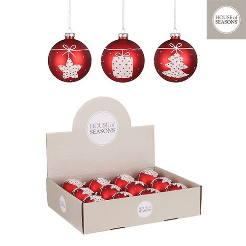 Novogodišnja kugla za jelku BAUBLE GLASS 8cm 1101874 - Red/White - EDL