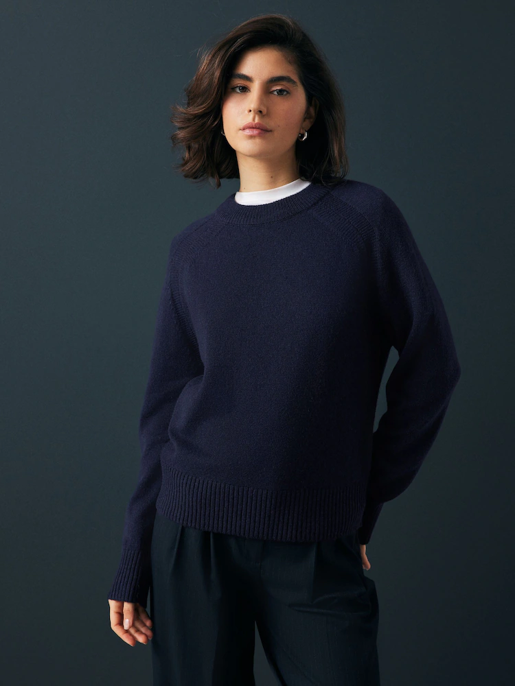 Navy Premium 100% Lambswool Crew Neck Jumper