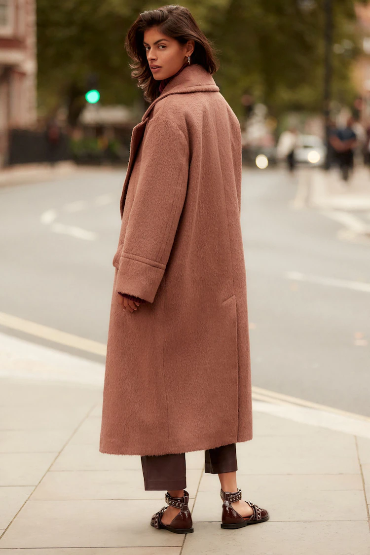 Rose Pink Overcoat with Revere Collar