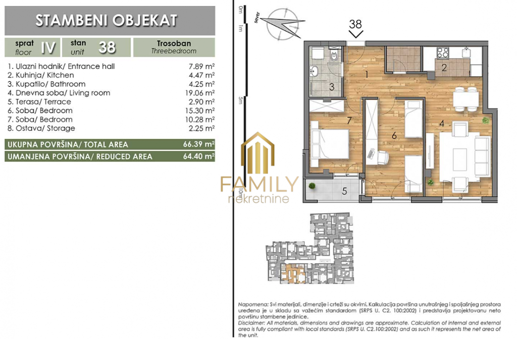 Na prodaju trosoban stan u izgradnji , kod futoške pijace, 64m2