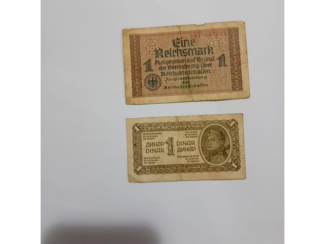 lot: 1 dinar 1944 i 1 Reichsmark