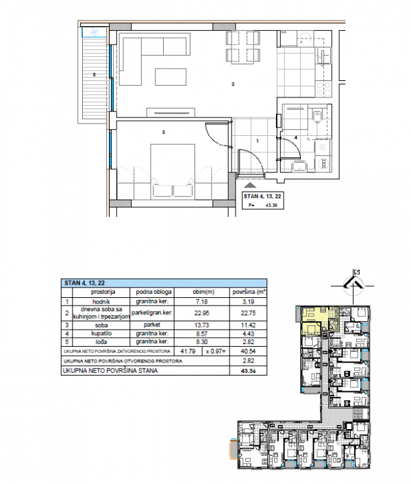 Jednoiposoban stan na prodaju, 43.36m2, 73.200€