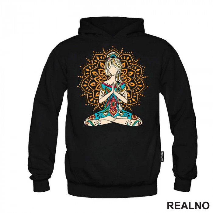 ORANGE MANDALA AND GIRL - YOGA - DUKS