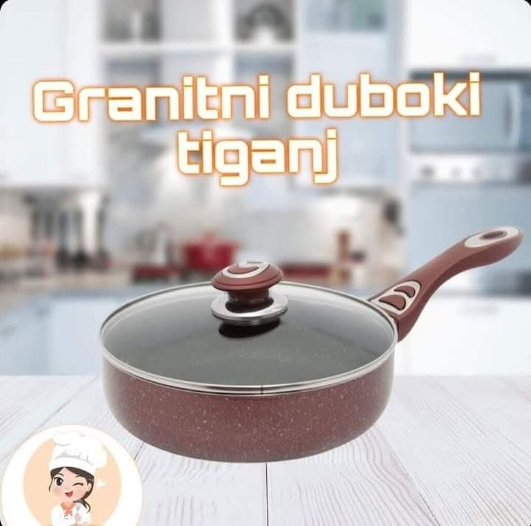          Duboki Granitni tiganj sa poklopcem Konig visine 7 cm   NOVO!