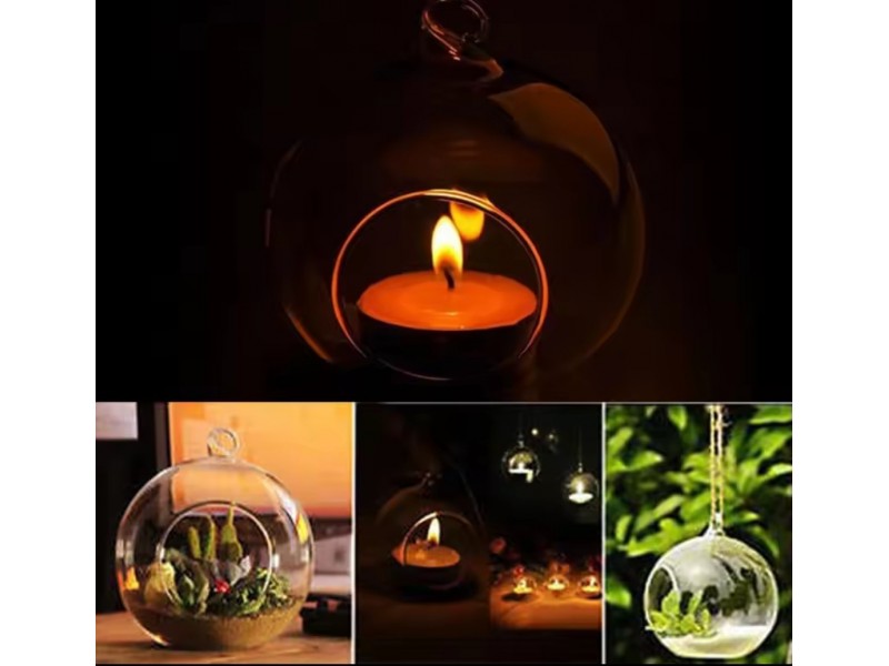 Clear glass round candle holder