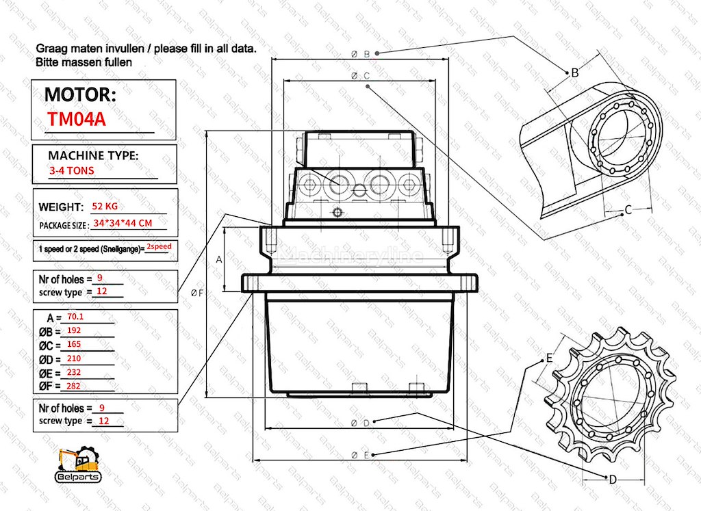 Yanmar TM04A GM04A YC35 krajnji pogon za Bobcat for excavator parts bagera