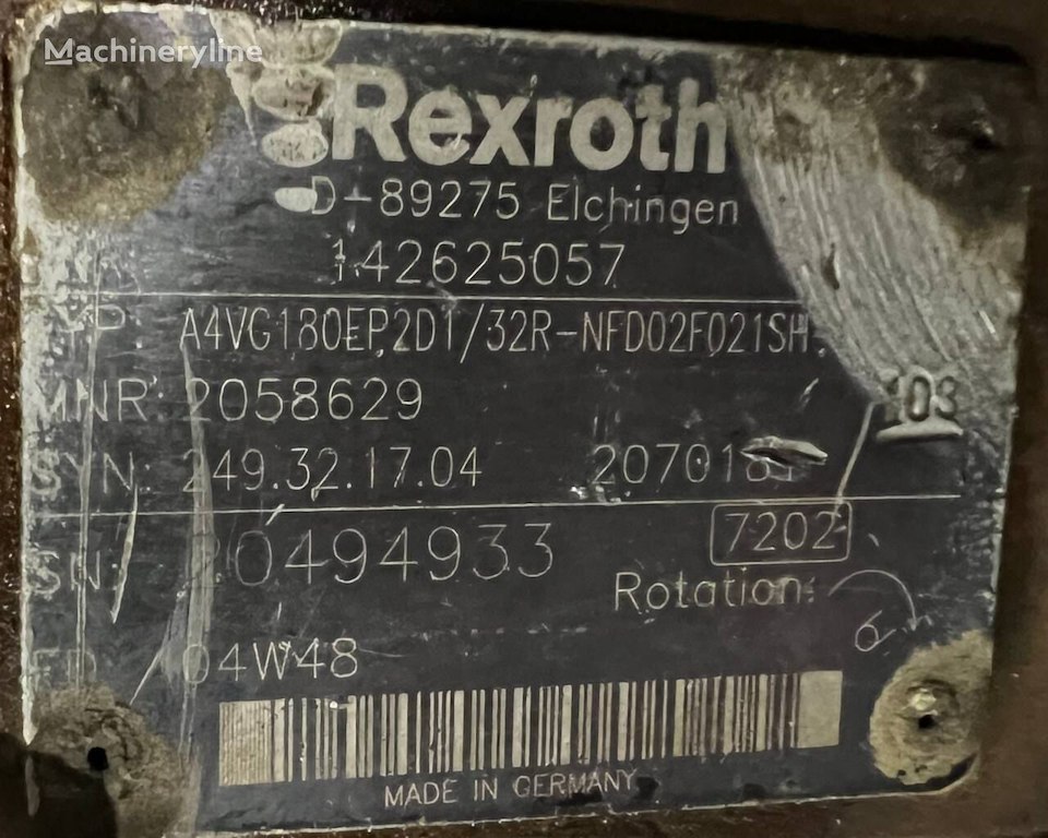 Rexroth A4VG180EP2D1/32R-NFD02F021SH-S (2058629, R902058629, 142625057) hidraulična pumpa za Terex 644E