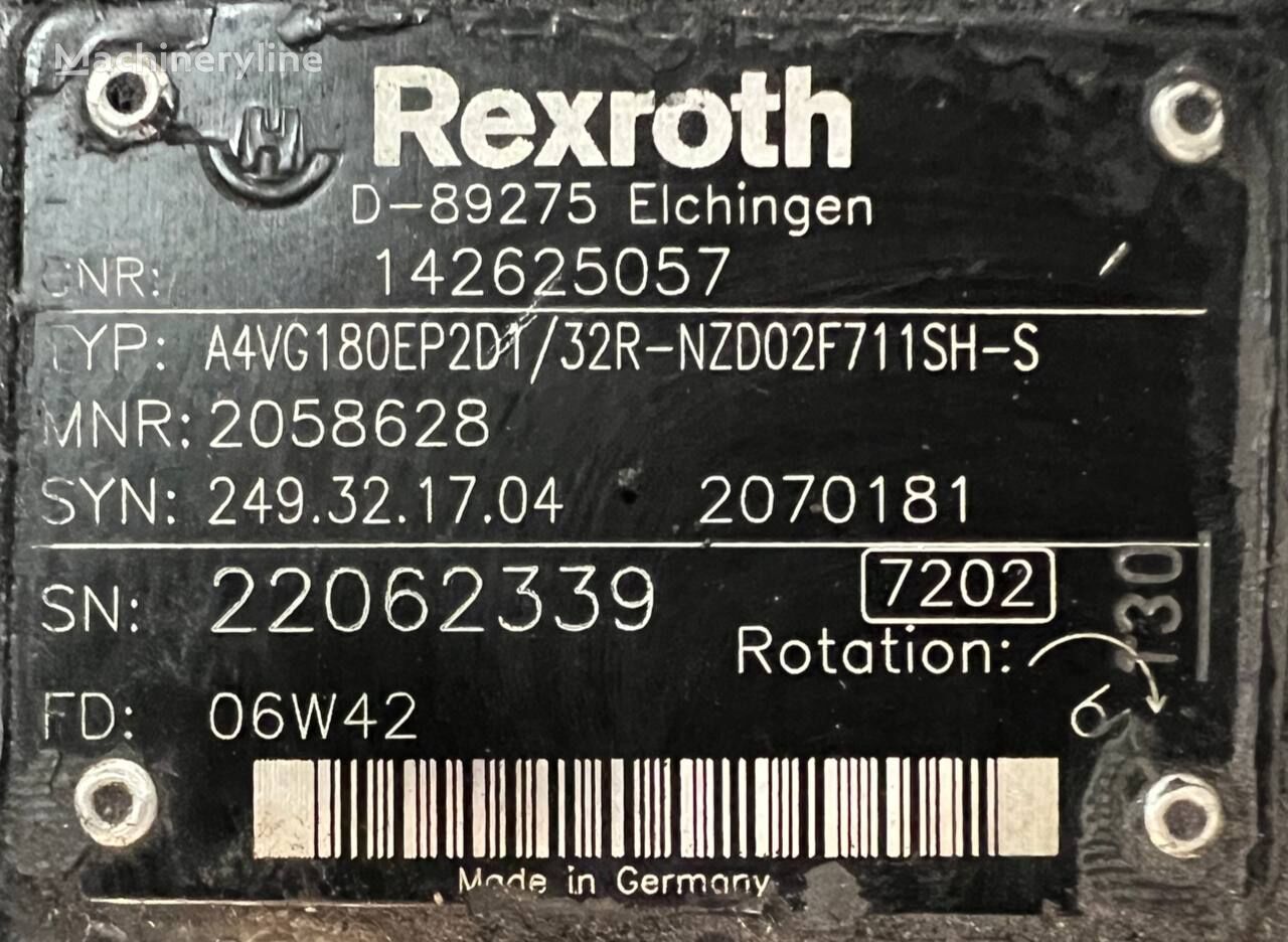 Rexroth A4VG180EP2D1 / 32R - NZD02F711SH - S (R902058628, 142625057) hidraulična pumpa za Terex 644E