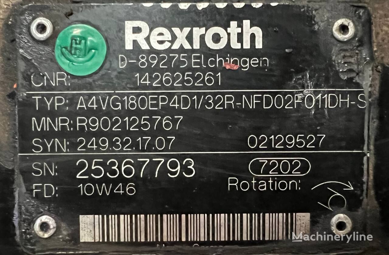 Rexroth A4VG180EP4D1/32R-NFD02F011DH-S (R902125767, 142625261) hidraulična pumpa za Terex machines