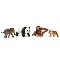 Schleich® Figure Divlje životinje Azijske životinje - Panda, orangutan, slon, tigar 42736