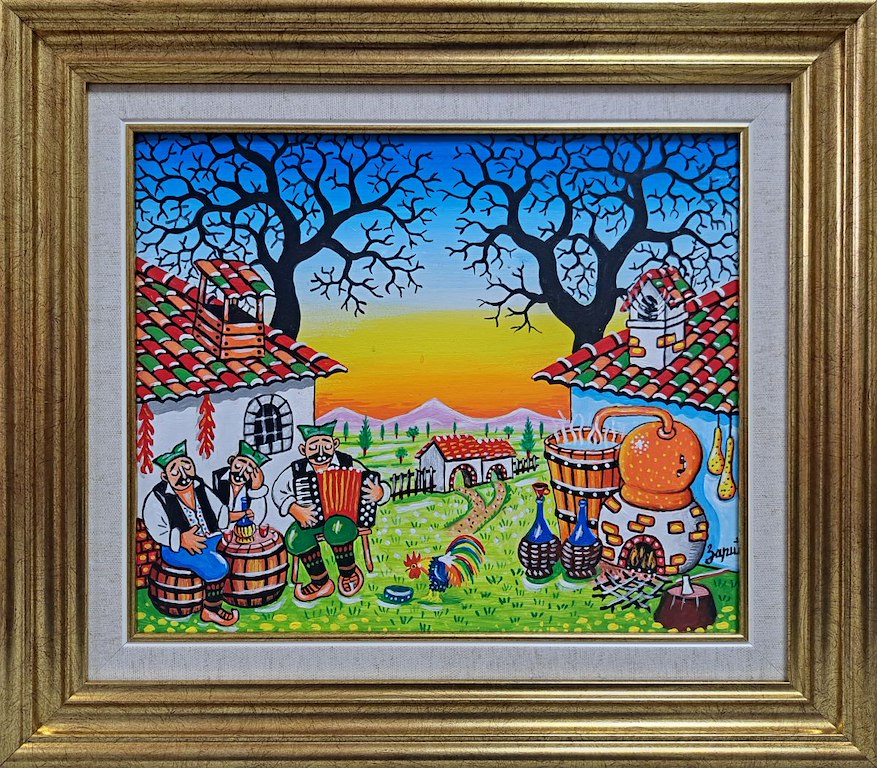 Muzikant, Zoran Zarić, ulje na platnu, sa 36×41 cm, bez 25×30 cm, uramljena, sertifikat, 135 eura