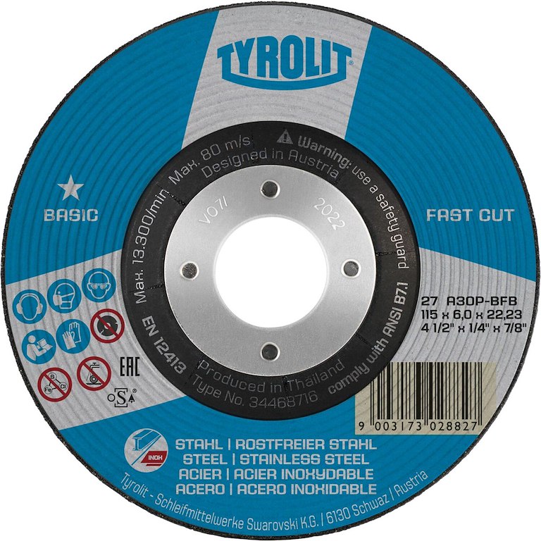 34468717 Brusna Ploča Fast Cut 125X6 2U1 Basic Tyrolit