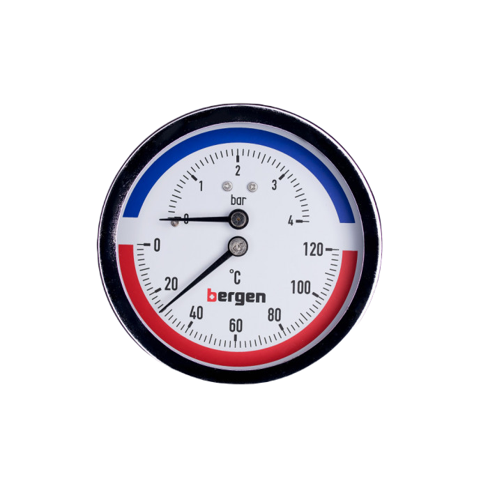 Termomanometar 0-120 C,0-4 bara fi 80 mm aksijalni Bergen