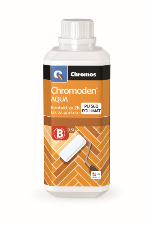 CHROMODEN AQUA 2K Lak za parket PU 560 polumat, komponenta A 5 l