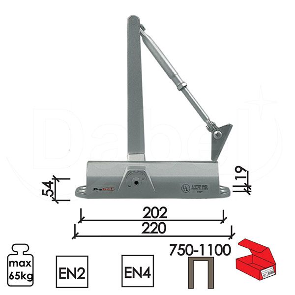 Zatvarač za vrata 4000 Silver 220(202)x54(19)mm EN2-4 Q