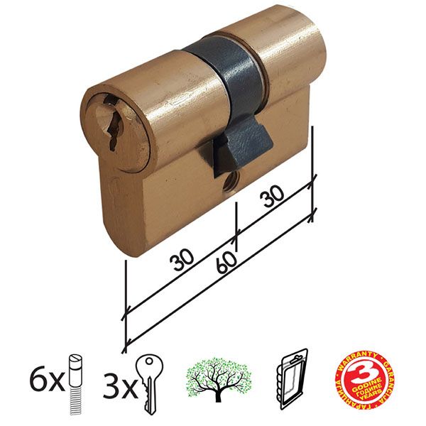 Cilindar za vrata CL2036 Mat Ms 60mm(30-30) 3K DBP1