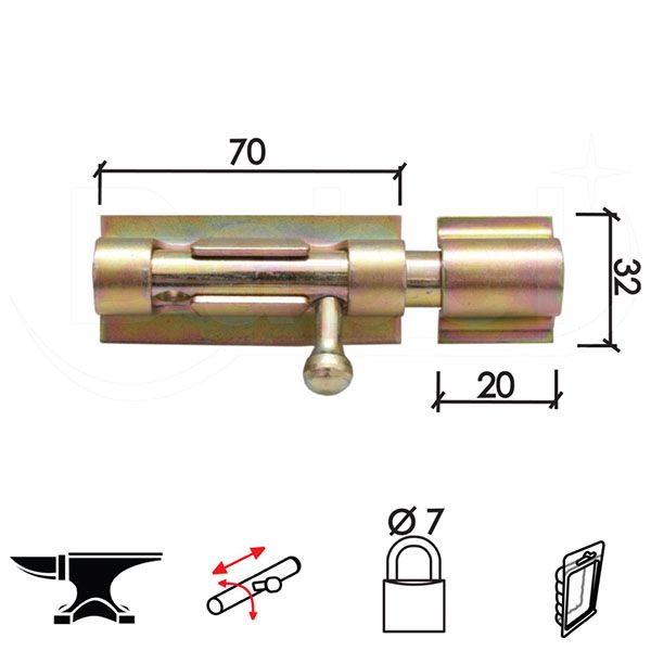 Reza za metalna vrata 464 ZnŽ 70/32/20/fi7mm DSP