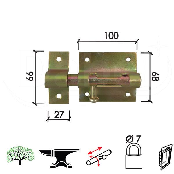 Reza za katanac 454 ZnŽ 100x68/27x66/fi7mm DSP