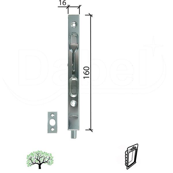 Rigla za drvena vrata RL4017 ZnŽ 160/16/14mm DP1