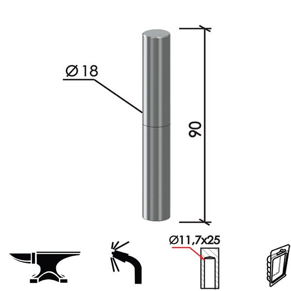 Šarka bravarska za vrata SP3 Ne fi18x90/11,7x25mm DP1