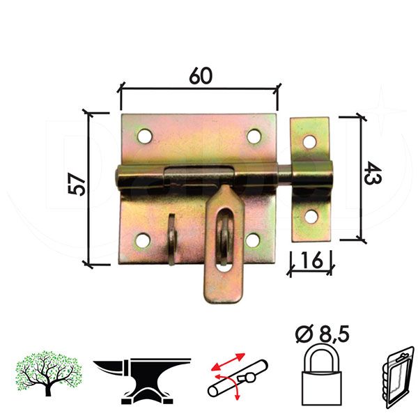 Reza za katanac 474 ZnŽ 60x57/16x43/fi8,5mm DSP