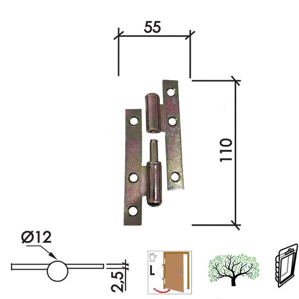 Šarka brodska za vrata SP9006 ZnŽ x110x55x2,5mm leva DSP