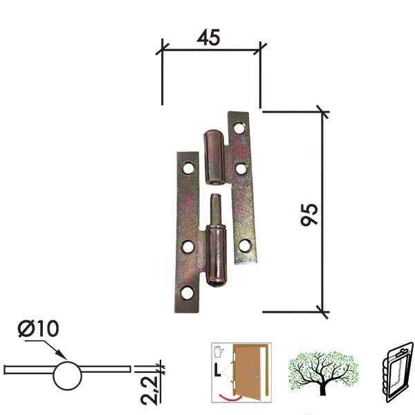 Šarka brodska za vrata SP9006 ZnŽ 95x45x2,2mm leva DSP