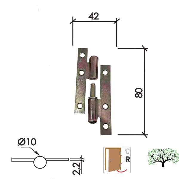 Šarka brodska za vrata SP9006 ZnŽ 80x42/2,2/fi10 desna DSP