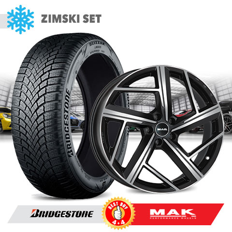 235/55 R19 SET Z BRIDGESTONE + MAK QVATTRO BLK POL 5/112