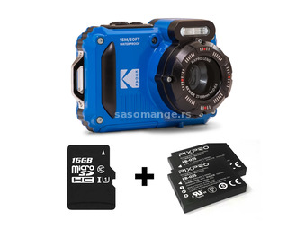 KODAK Pixpro WPZ2 vízálló/porálló/ütésálló digital camera blue + 2db akku 16gb micro
 sd