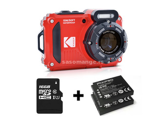 KODAK Pixpro WPZ2 vízálló/porálló/ütésálló digital camera red + 2db akku 16gb micro
 sd