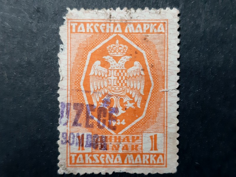 Taksena marka -Kraljevina Jugoslavija 1 dinar