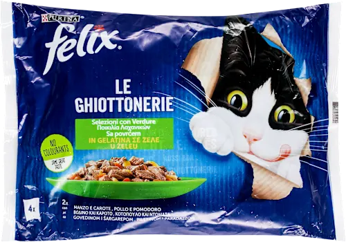 felix
LE GHIOTTONERIE multipack kompletna hrana za mačke - govedina sa šargarepom i piletina sa paradajzom, 4x85g, 340 g
Kompletna hrana za životinje