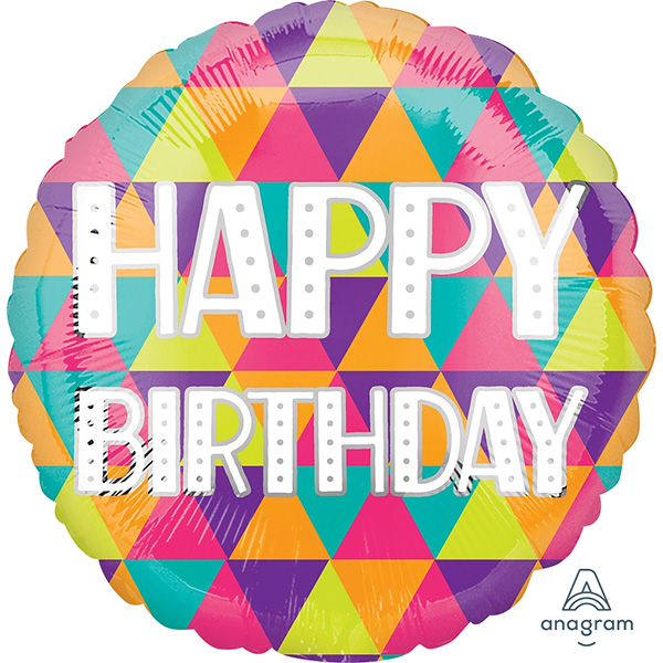 3962901
18″ Foil Volorful Triangles Happy Birthday