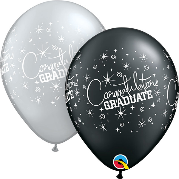 35200
11″ Latex Congratulations Graduate Black & Silver (6)