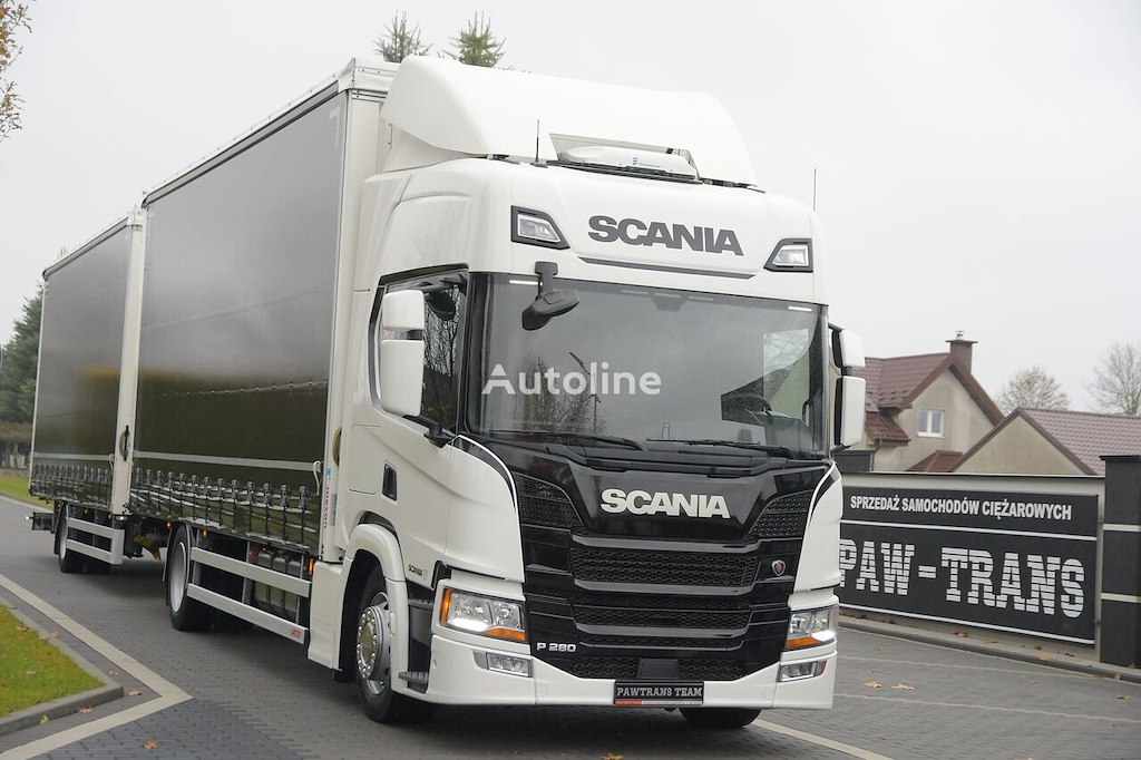 Scania P280 kamion sa klizna zavesa cerada + prikolica sa kliznom ceradom