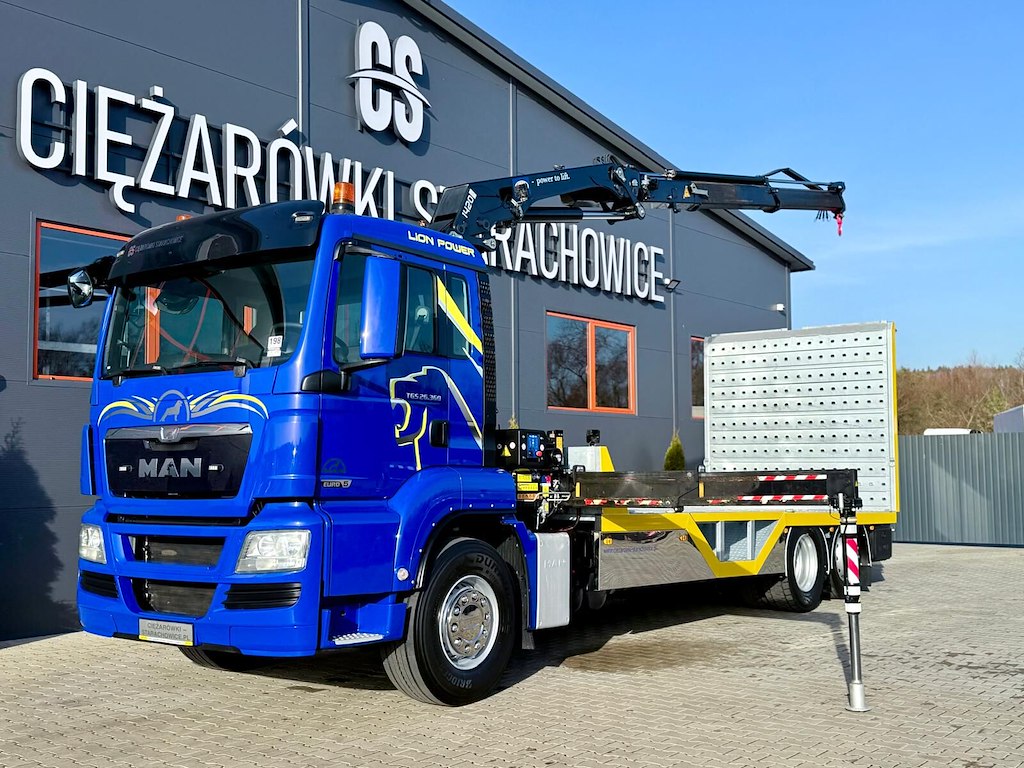 MAN TGS 26.360 Laweta uniwersalna z hydraulicznym tyłem + HDS HMF 14 šlep auto