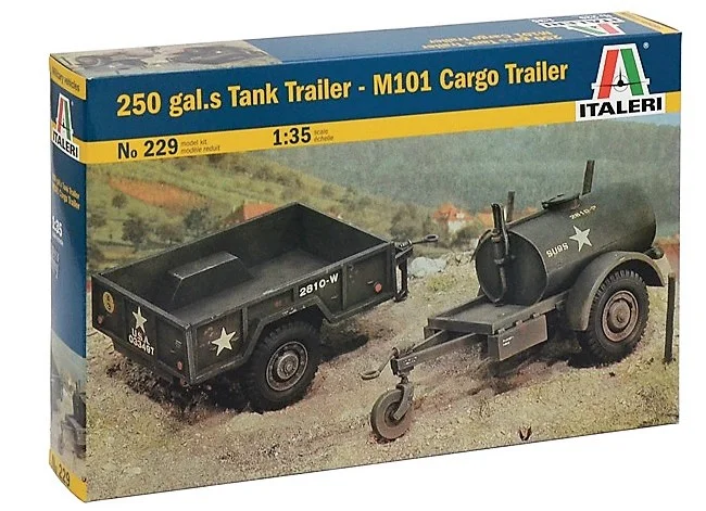 ITALERI 1/35 250 gal.s Tank Trailer – M101 Cargo Trailer