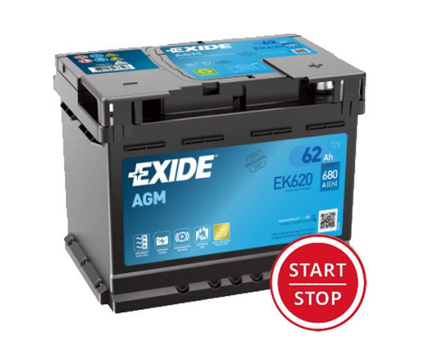 Akumulator Exide 12V 62Ah 680A D+ EK620 AGM